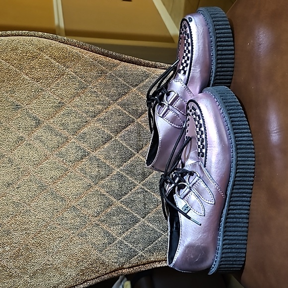 tuk | Shoes | Tuk Creeper Metallic Pink Leather Lace Up Platform ...